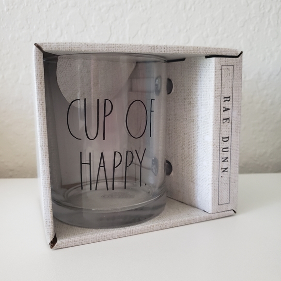 Rae Dunn | Kitchen | Rae Dunn Clear Glass Mug Cup Of Happy | Poshmark